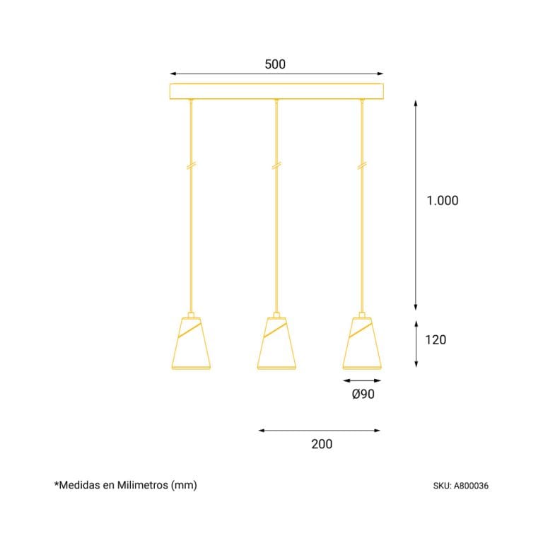 LÁMPARA COLGANTE UP-DOWN TRIPLE 36W 3.000°K NEGRO - Ledconcept